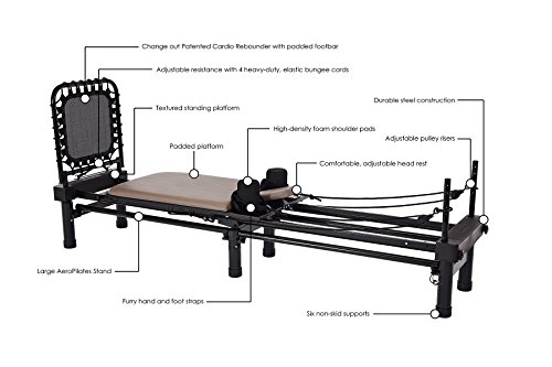 Stamina Products AeroPilates Reformer 651 Whole Body Resistance Workout Machine for Home Gym with 10 Inch Stand and Foldable Frame with Wheels
