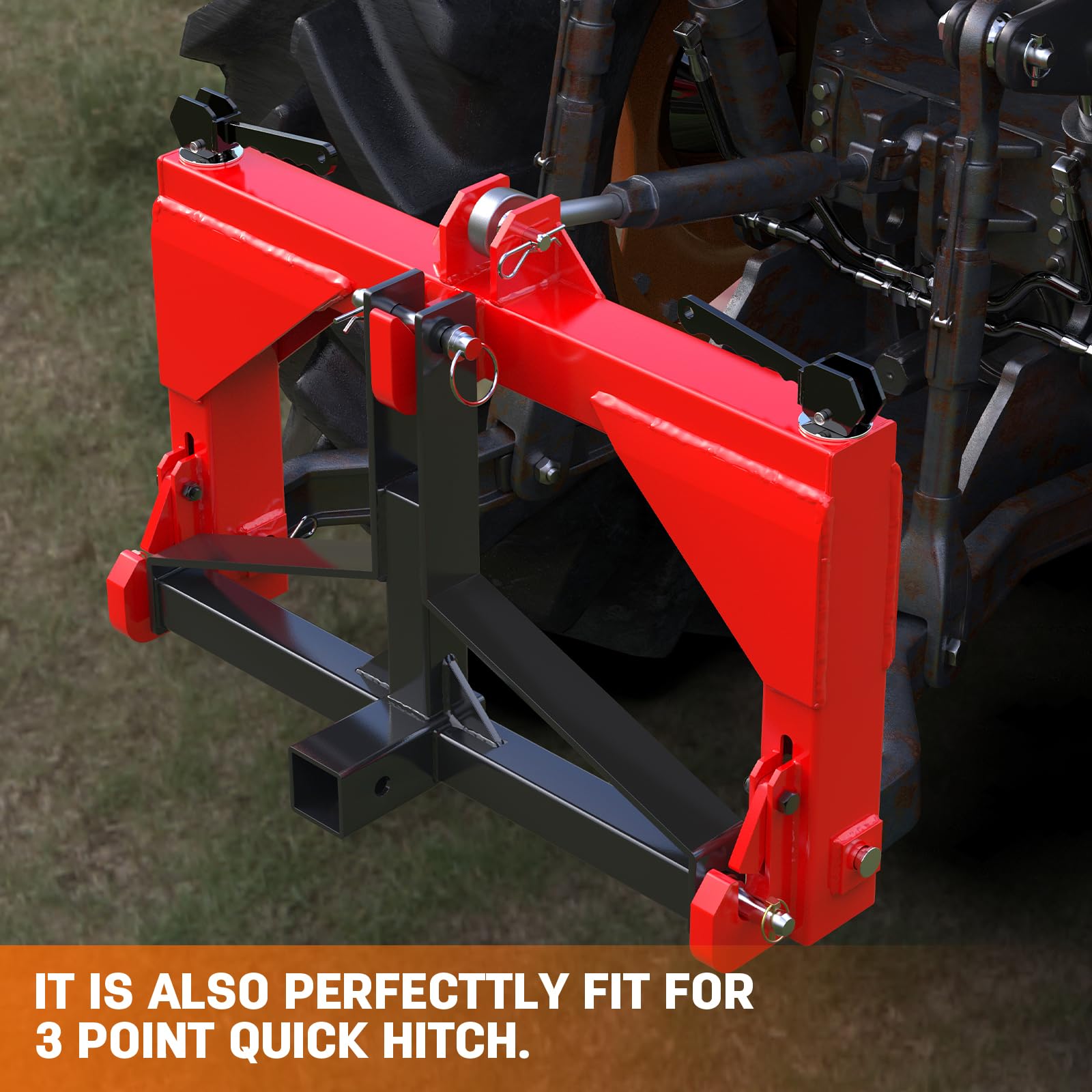 Sulythw 3 Point Hitch 2β Receiver Quick Hitch Compatible, Tractor Mover Drawbar Hitch, 3 Pt Quick Hitch Farm Equipment and Subcompact Trailer Hitch for Tractor Standard Category 1