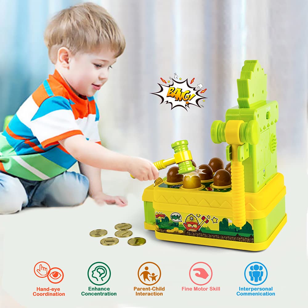 VATOS Whack Game Mole, Mini Electronic Arcade Game with 2 Hammers, Pounding Toys Toddler Toys for 3 4 5 6 7 8 Years Old Boys Girls, Whack Game Mole Toy, Developmental Toy Interactive Toy