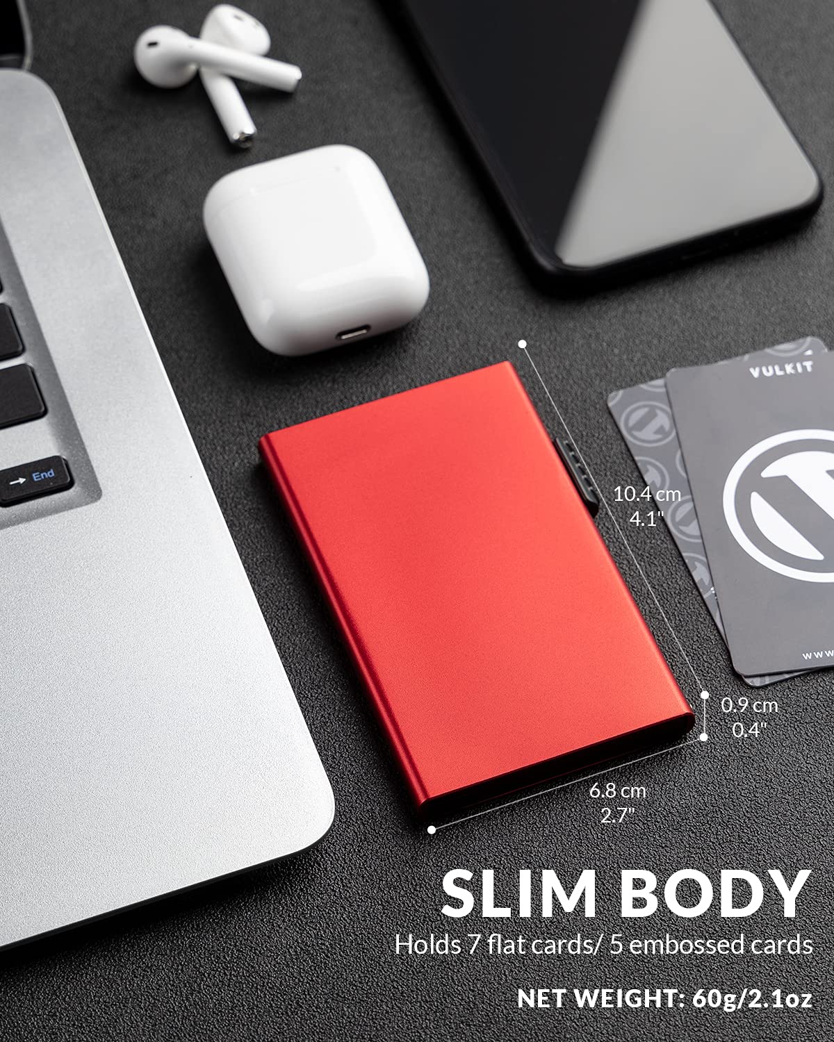 VULKIT Minimalist Credit Card Holder Pop Up Cards RFID Protection Slim Metal Wallet