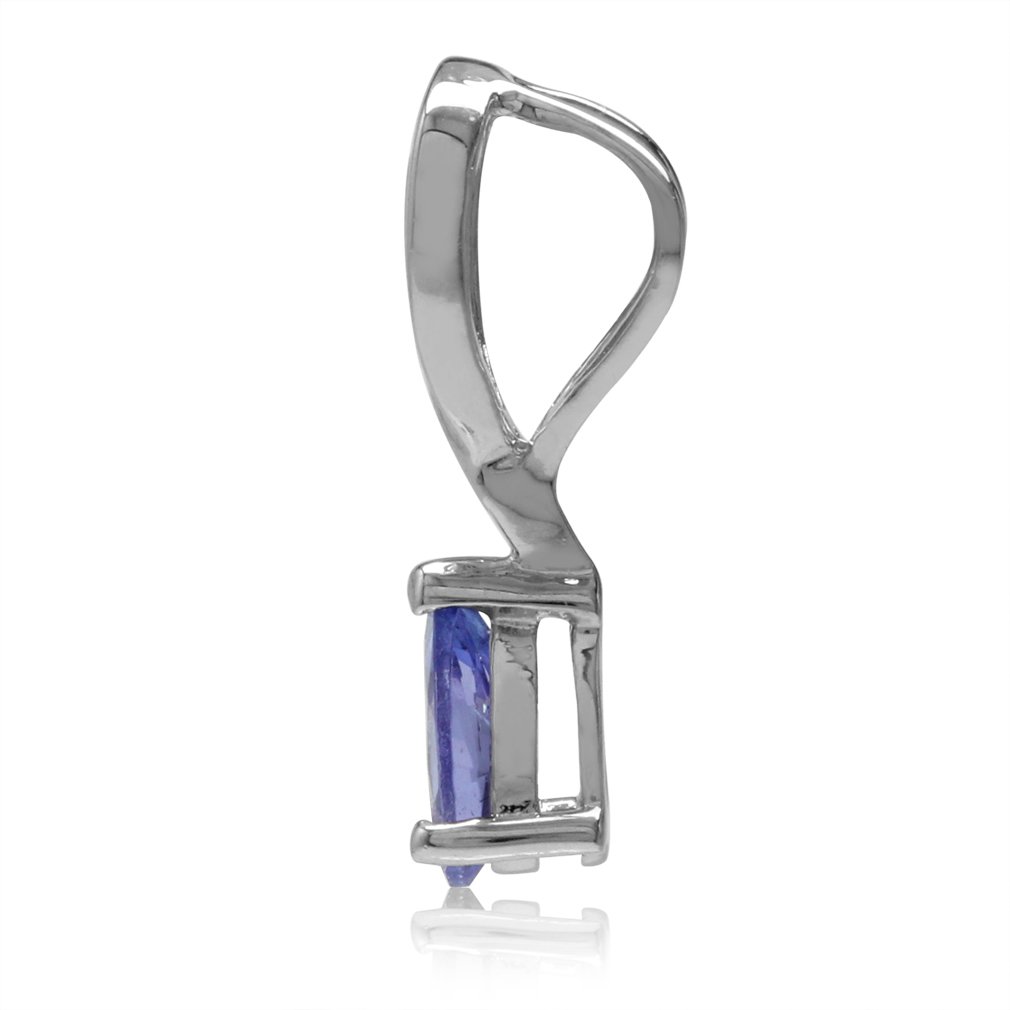 Silvershake Petite Genuine Tanzanite White Gold Plated 925 Sterling Silver Drop Pendant