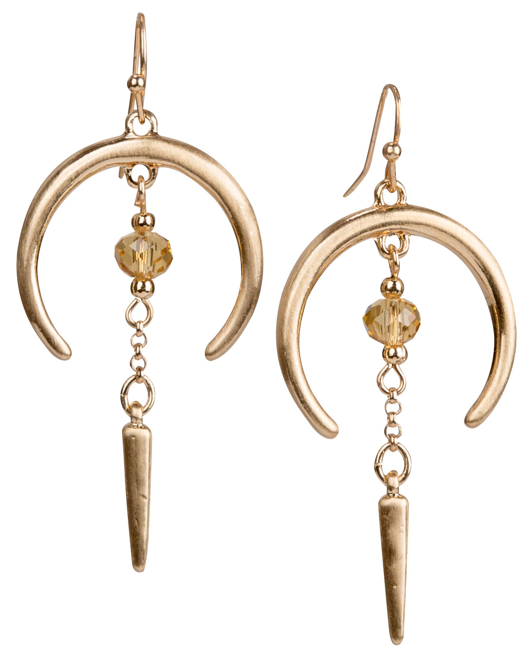 SPUNKYsoul Boho Earrings Crescent Horn and Faceted for Women (Gold)