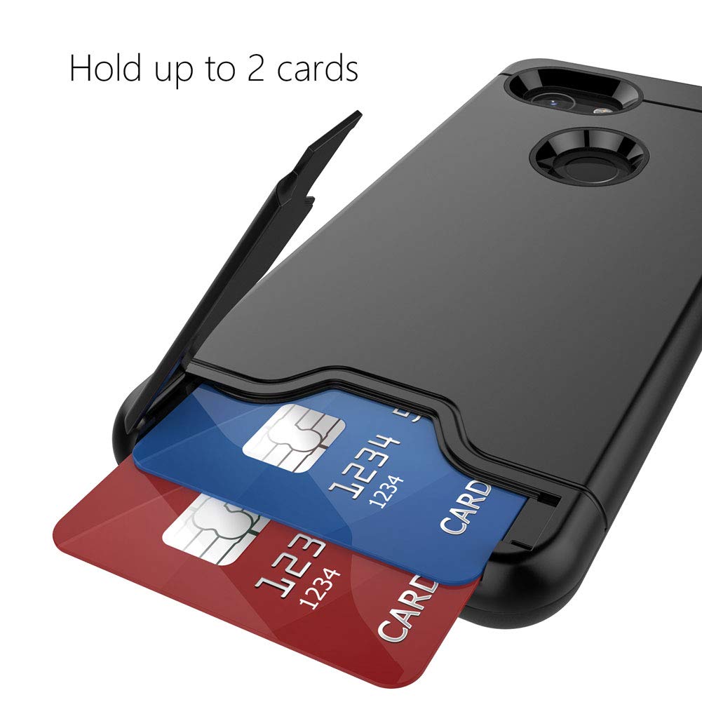 Teelevo Wallet Case for Google Pixel 3a, Dual-Layer Case with Hidden Card Storage and Integrated Kickstand for Google Pixel 3a, Rose Gold