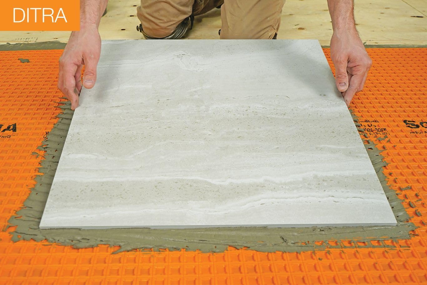 Schluter Ditra Uncoupling and Waterproofing Membrane for Ceramic and Stone Tile Application - Quick Installation, Made of Polyethylene, 1/8-Inch Thickness, 54 Square Feet - DITRA5M