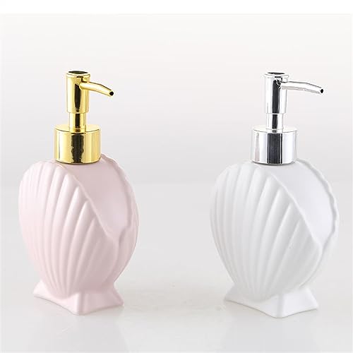 Soap Dispenser Creative Shell Shape Soap Dispenser for Bathroom Farmhouse Kitchen Office Ceramic Soap Pump Empty Bottle with Pump for Lotion Shampoo Soap Pump Bottles (Color : White)