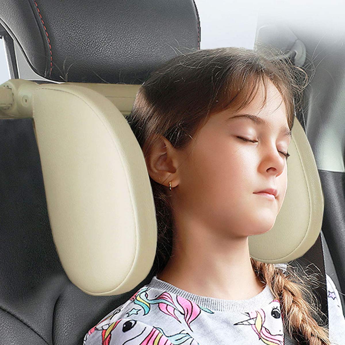 TEEPIRE Car Seat Headrest Pillow, Headrest for car, Head Neck Support Detachable,Premium seat held Pillow, 360 Degree Adjustable Both Sides Travel Sleeping Cushion for Kids Adults
