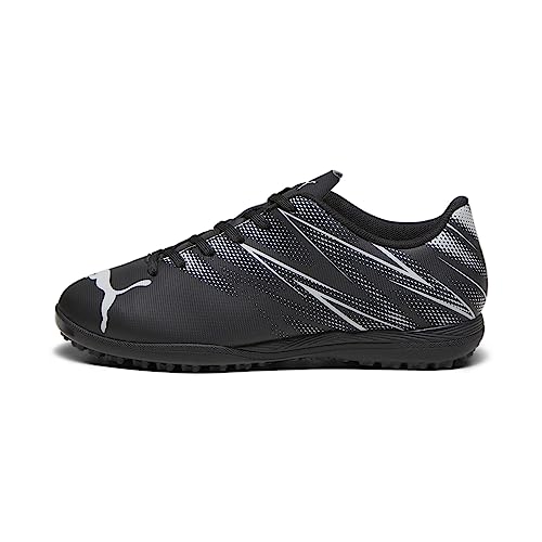 PUMA Attacanto Turf Training Soccer Cleats Sneaker, Black-Silver Mist, 2.5 US Unisex Big Kid