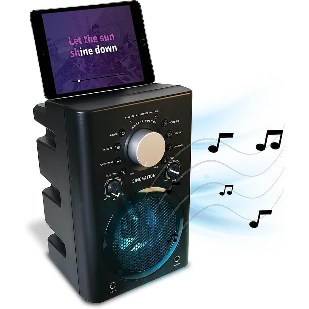 Singsation Karaoke Machine - Full Karaoke System for Adults or Kids, with Wireless Bluetooth Speaker and Microphone. Works with All Karaoke Apps via Smartphone or Tablet