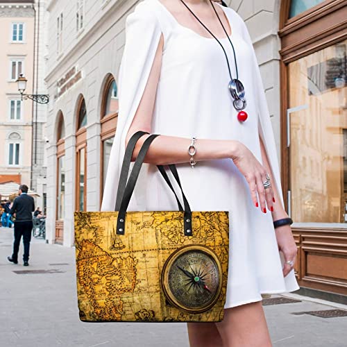 Womens Handbag Compass Leather Tote Bag Top Handle Satchel Bags For Lady