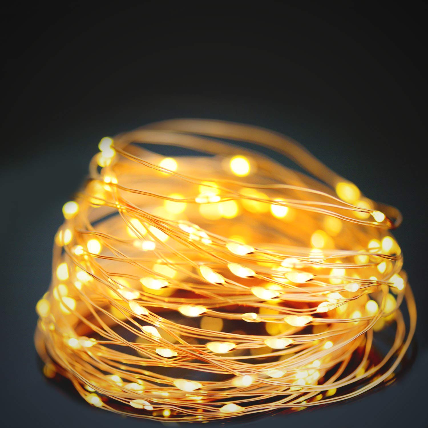 WINBOOM Solar String Lights,100LED Solar Powered Fairy Lights 32.8FT 8 Modes Waterproof Copper Wire Solar Decorative Lights Indoor Outdoor for Garden Yard Xmas Party Wedding Decorations(Warm White)