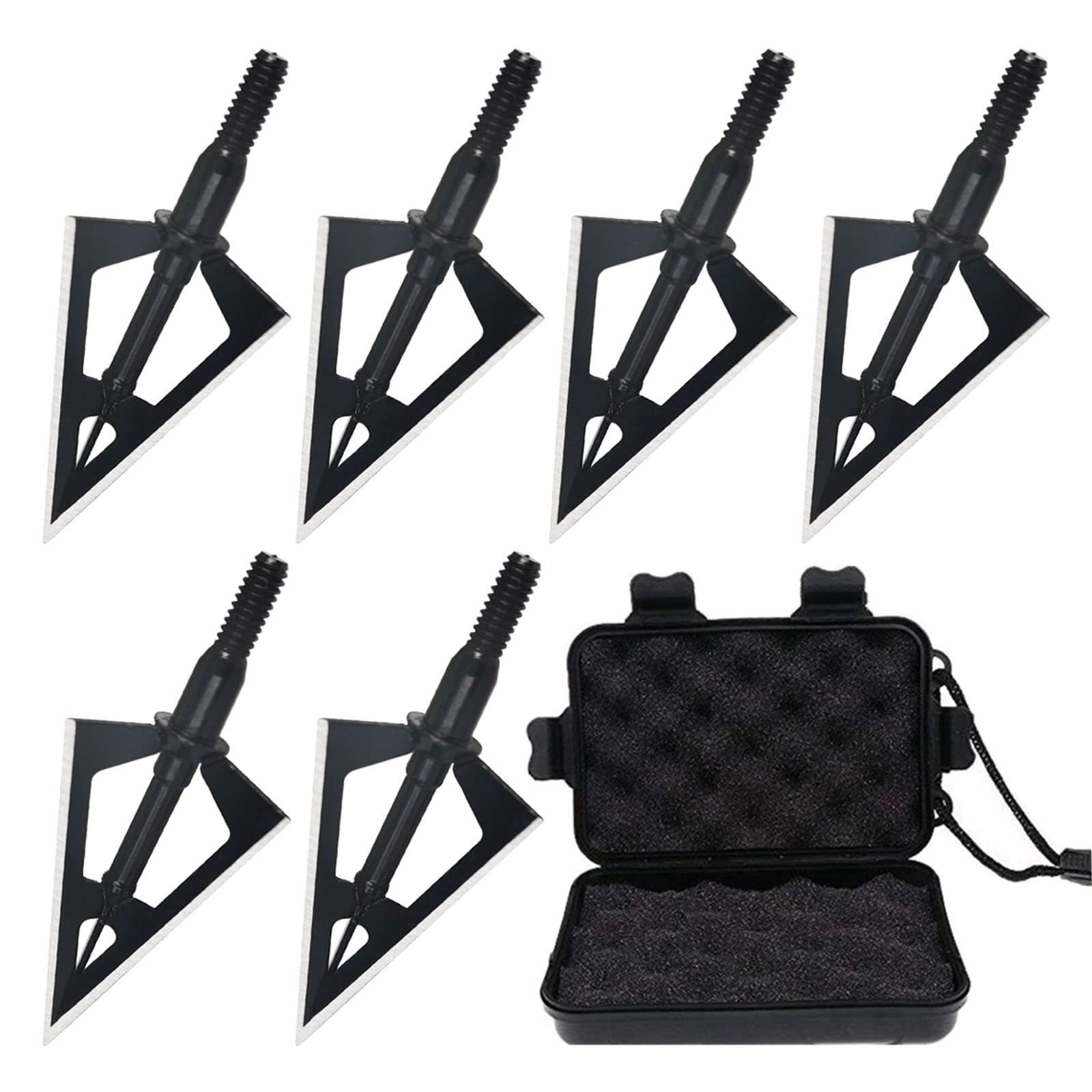 Tbrand Archery Broadheads Compound Bow Arrow Heads 100 Grains Sharp Blades Arrowhead,black