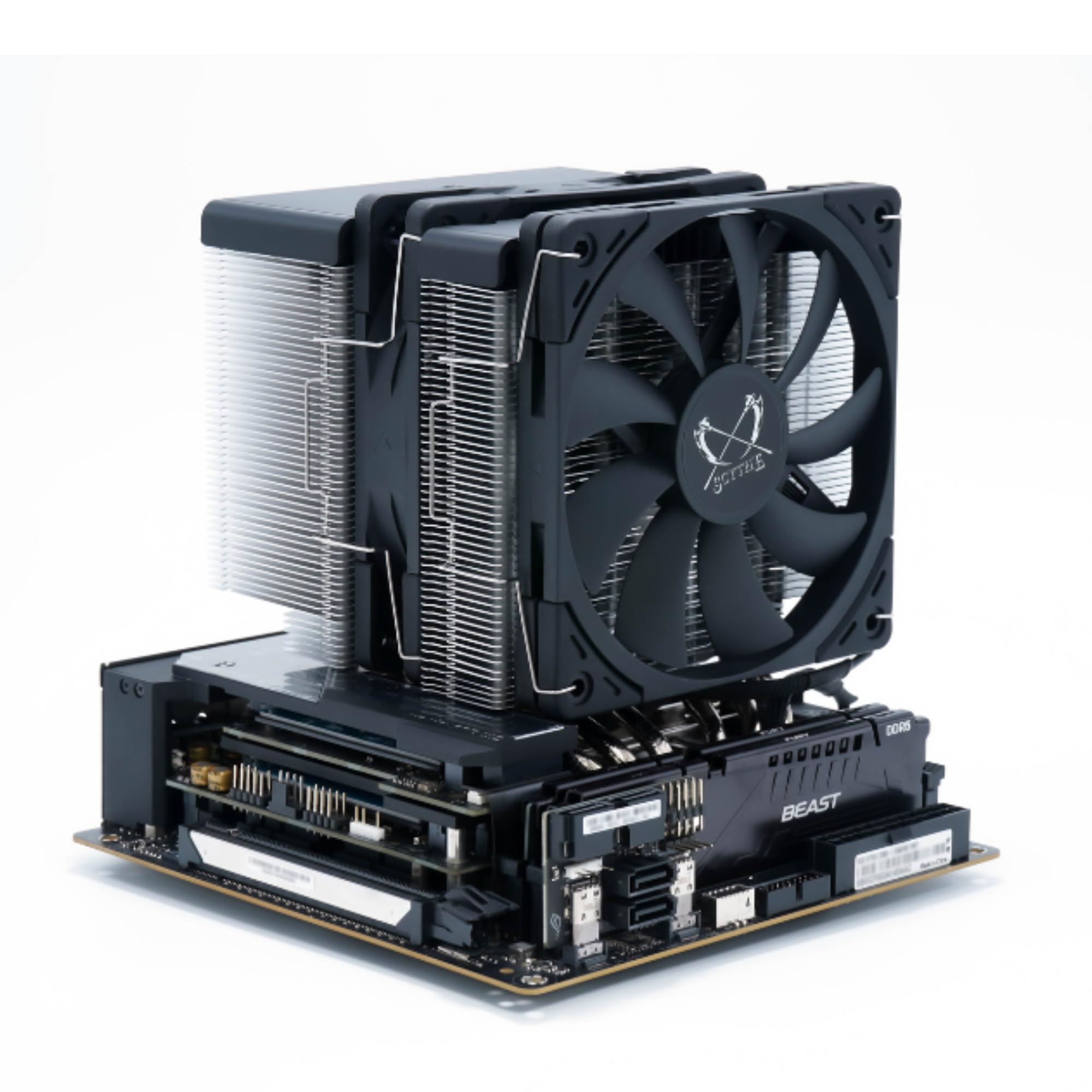 Scythe Fuma 2 CPU Air Cooler, Intel LGA1151, AMD AM4/Ryzen, 120mm Dual Towers, Black Top Cover