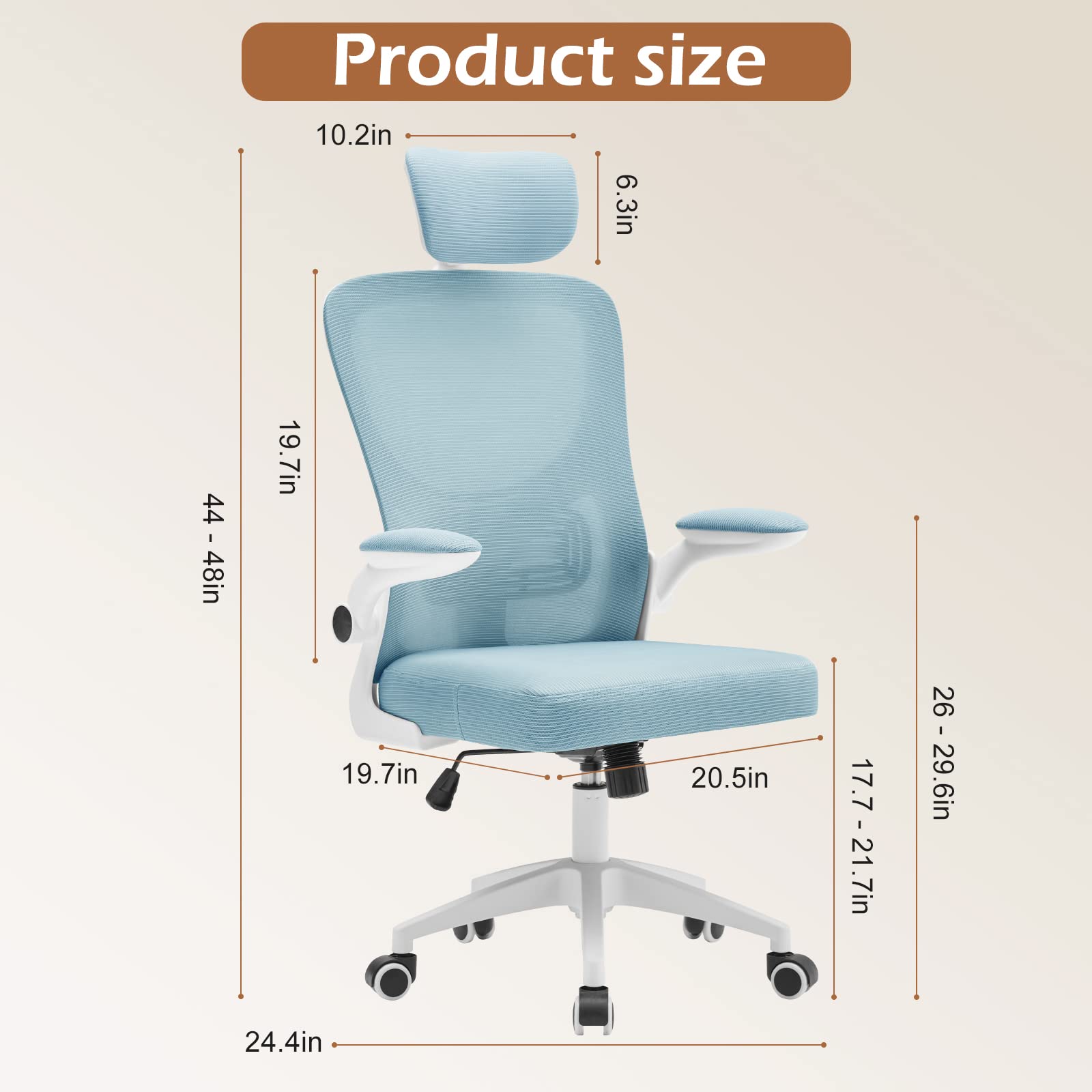 QUICK HORSE Ergonomic Office Chair, High Back Office Desk Chair with Adjustable Headrest and Neckrest, Swivel Computer Mesh Chair, for Office, Home and Study Room(White Green)