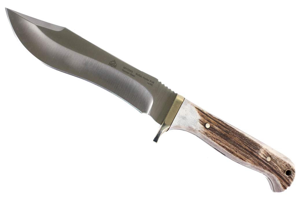 Puma SGB Buffalo Hunter Stag Fixed Blade Hunting Knife with Leather Sheath