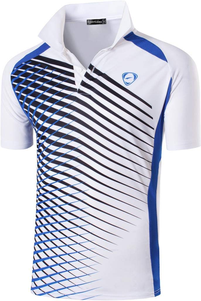 Sportides Men's Short Sleeve Wicking Breathable Sport Polo T-Shirts Tee Shirt Tops LSL243 White XL