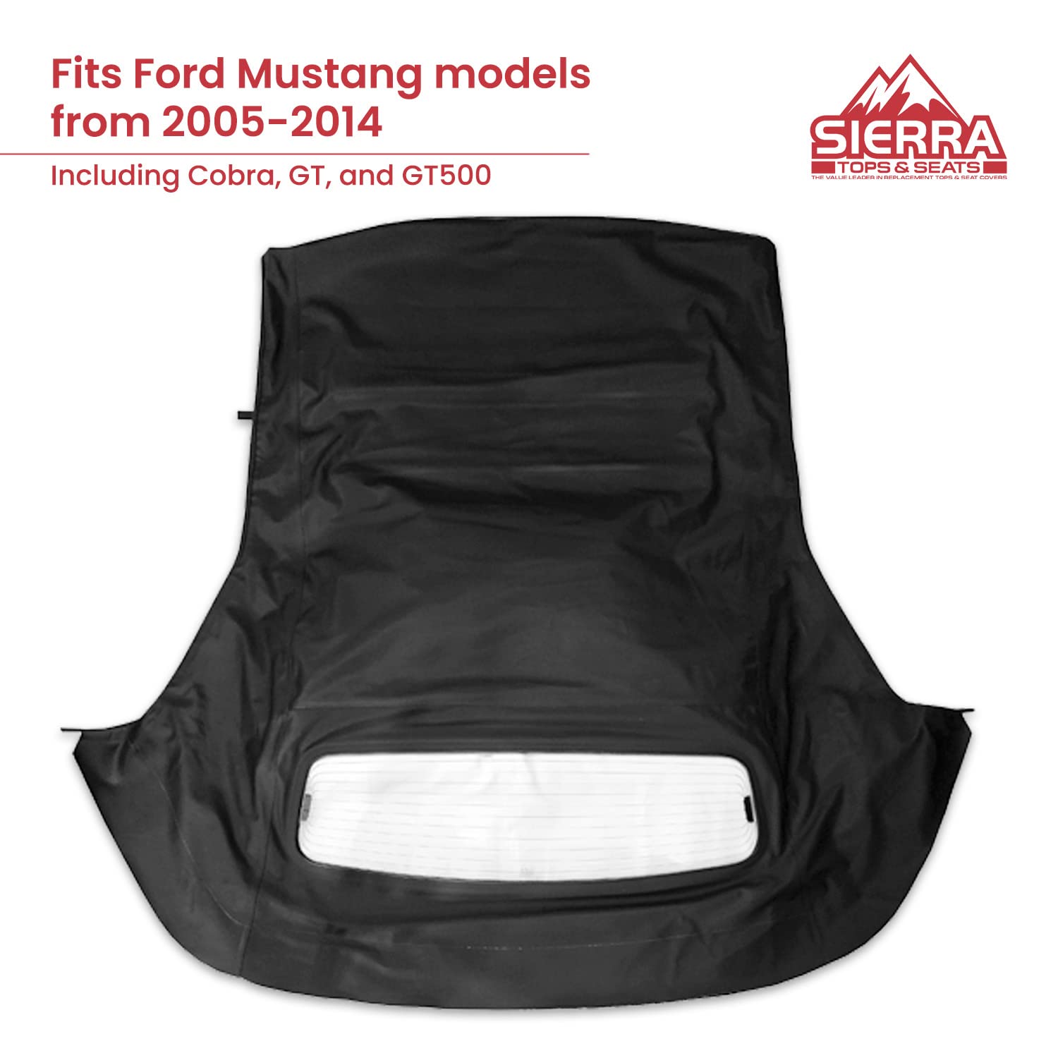 Sierra Auto Tops Replacement Convertible Soft Top Fits 2005-2014 Ford Mustang GT, Shelby, GT500 Models. Premium Grade Sailcloth Vinyl, UV Resistant, Precision Fit, 1-Year Manufacturer Warranty β Black