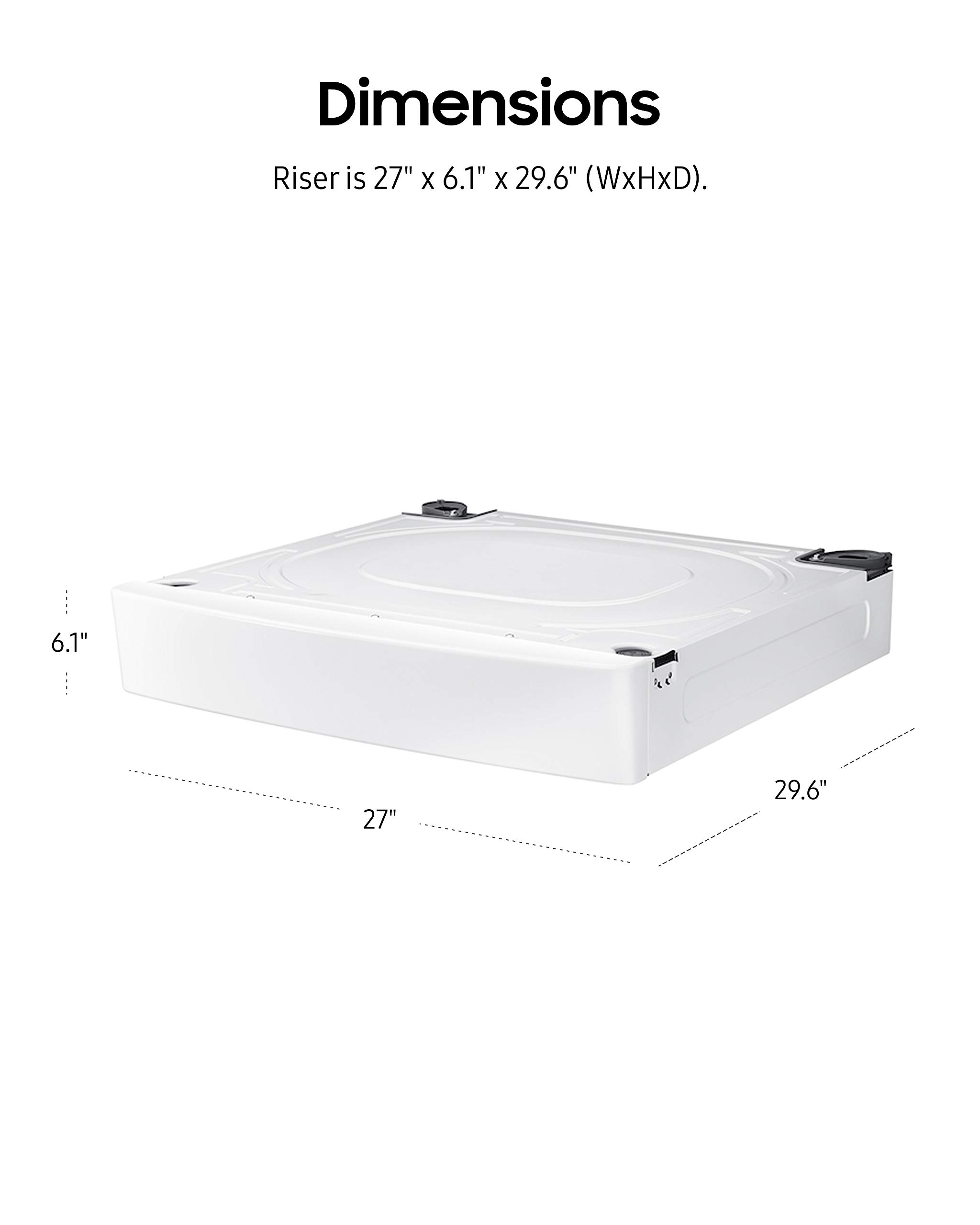SAMSUNG 27" Wide Laundry Riser Pedestal Stand Bundle for 27" Wide Front Load Washer or Dryer + Shoulder Dolly Moving Straps