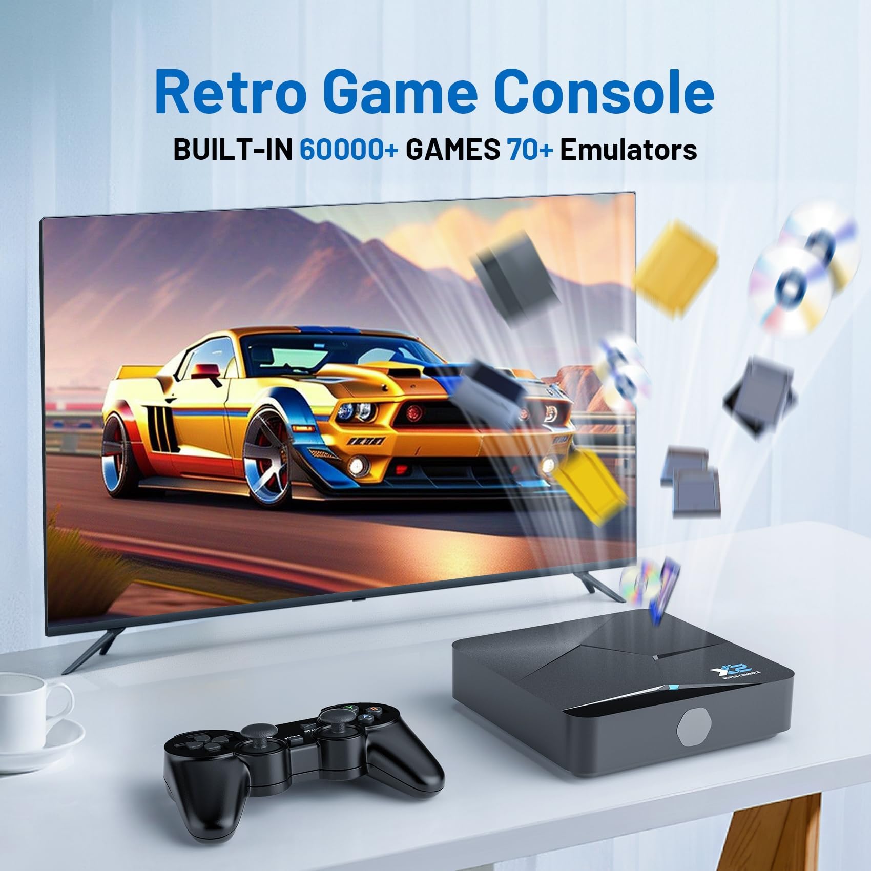 Retro Game Console Retroplay Emulator - Super Console X2 60,000+ Video Games,Emulator Console compatible 70+ Emulators,Dual System,4K UHD,BT5.0,2.4G+5G,Plug & Play Gaming Console
