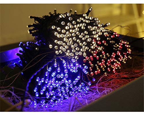 Solar String Lights, 400 LED 144ft July 4th Lights String, Outdoor String Lights, Independence Day Lights String 8 Modes Waterproof Outdoor Decor for Home Party Garden Patio Yard Holidday Lawn R/W/B