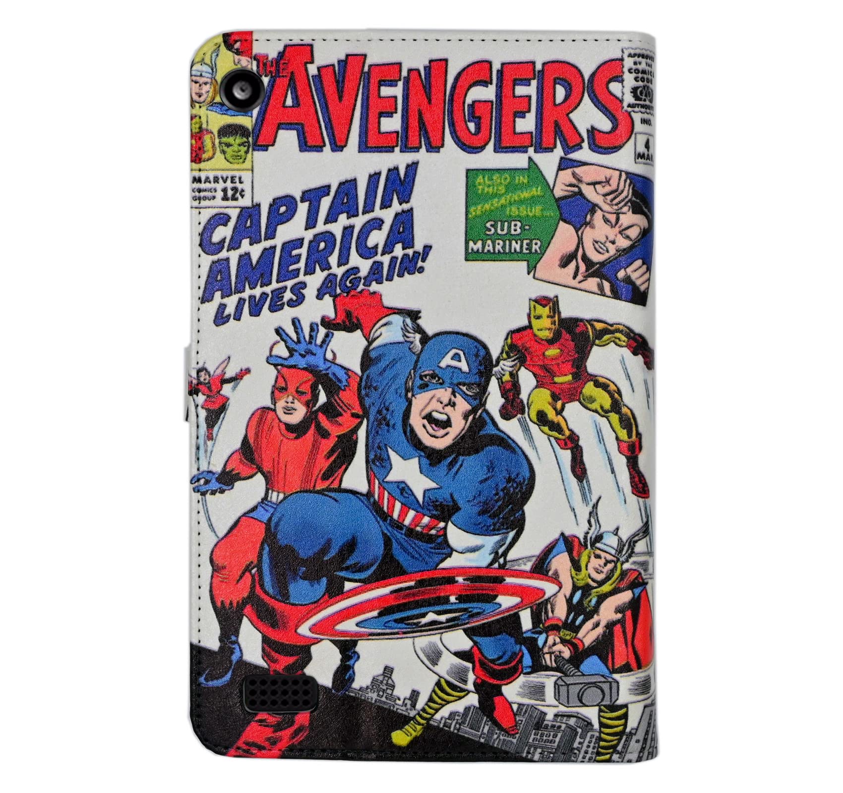 TPACC Case for Amazon Fire 7 Tablet (Fire 7" Display 7th/9th Generation 2017/2019 Release) PU Leather Slim Folding Case Adjustable Stand Shockproof TPU Interior Cover, Cartoon Comic Superhero Alliance