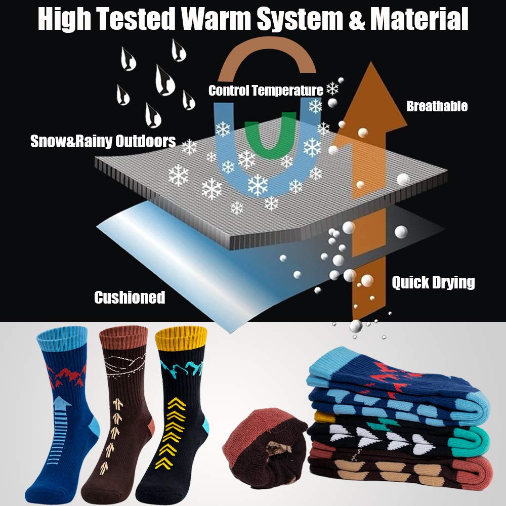 Time May Tell Mens Hiking Socks Moisture Wicking Cushion Crew Socks for Terkking,Outdoor Sports,Performance 2 pack (Black,Blue 9β-12β)