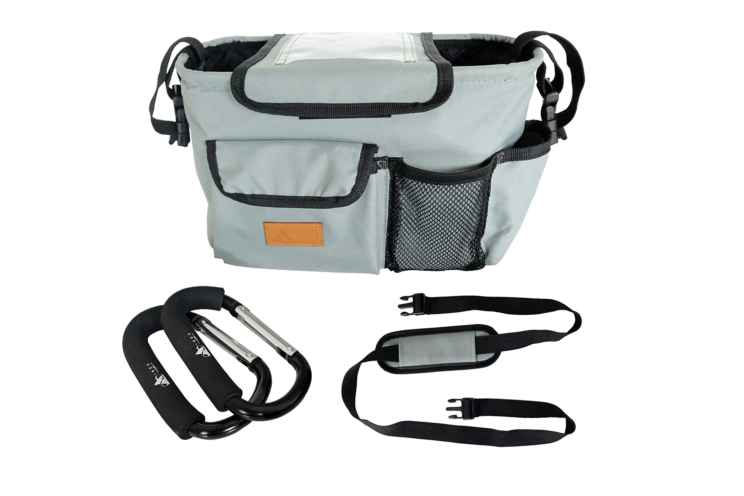 Stroller Organizer With Cup Holders - Carry-All Parent Organizer | Universal Secure Fit, Extra Storage, Easy Installation, Non-Slip | Stroller Accessories Bag | Caddy Parent Console | Shower Gift