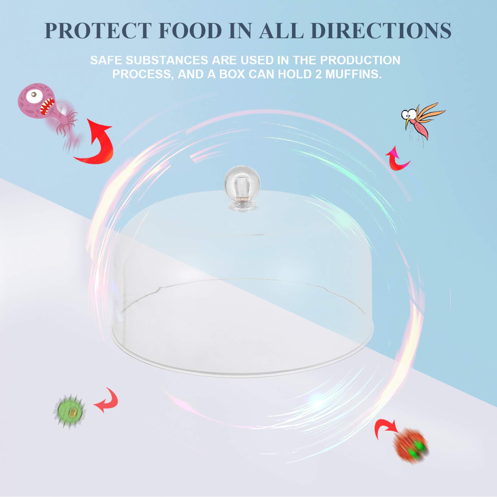 Yardwe Round cake display cover Clear Cake Dome Plate Cover Cake Display Stand Food Plate Lid Cover Cake Serving Platter Cheese Dish Holder food protector cover Cover cake dome cover