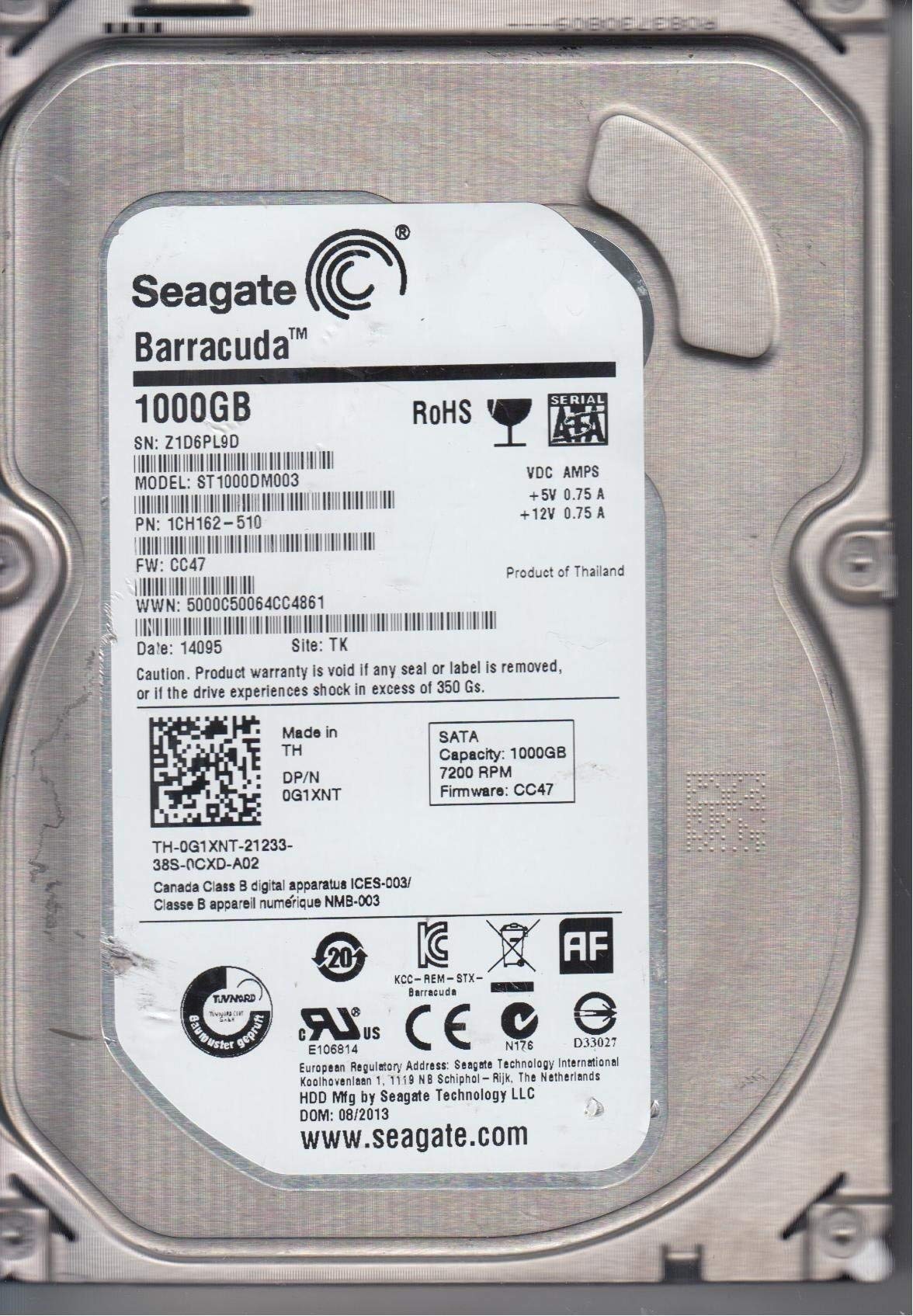 Seagate ST1000DM003 1TB 7.2K SATA 3.5 6G HDD