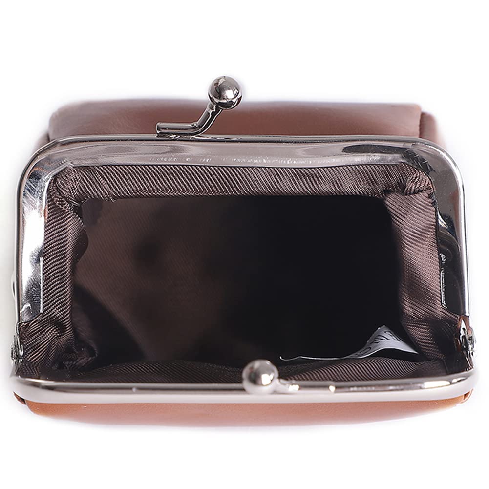 Yohora Women’s Genuine Leather Shoulder Bag Kiss Lock Crossbady Purse Retro Satchel Wallet Waterproof Coin Commuter Pouch