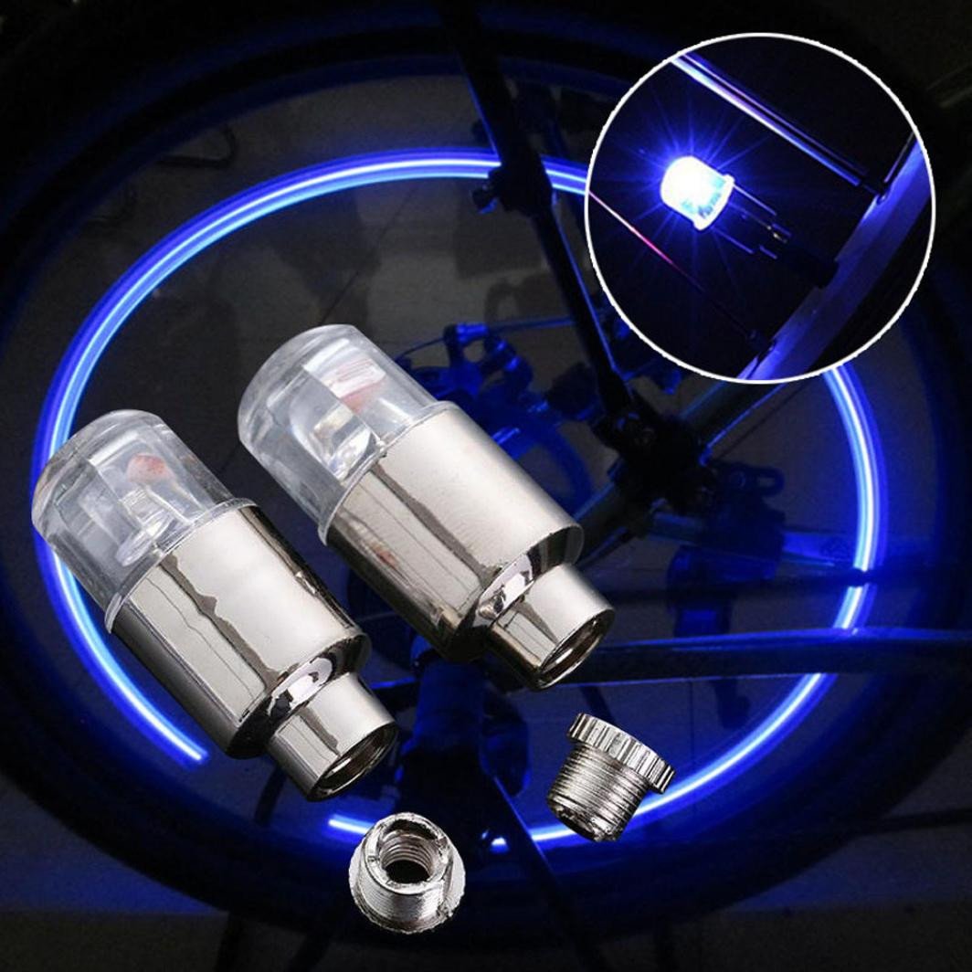 SOMESHINE 2pcs LED Tire Valve Stem Caps Neon Light Auto Accessories Bike Bicycle Car Auto