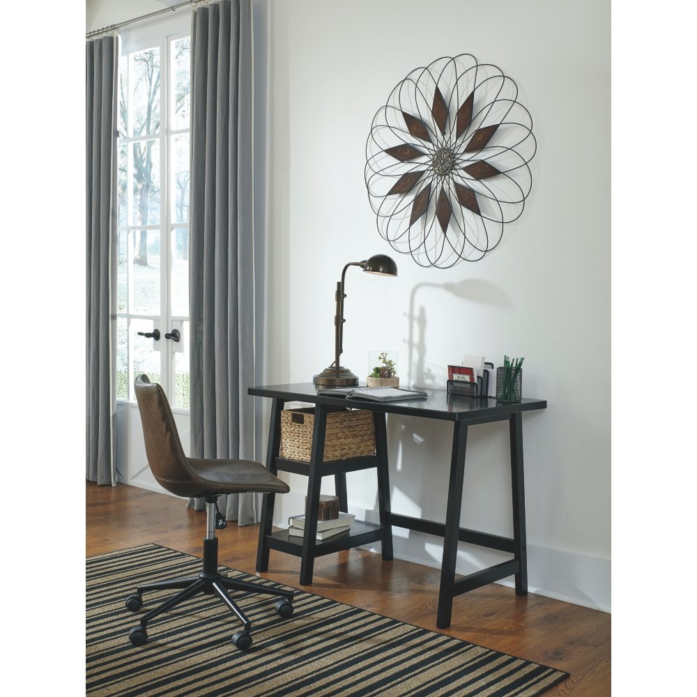 Signature Design by Ashley Mirimyn Vintage 42" Home Office Desk with Basket, Distressed Black