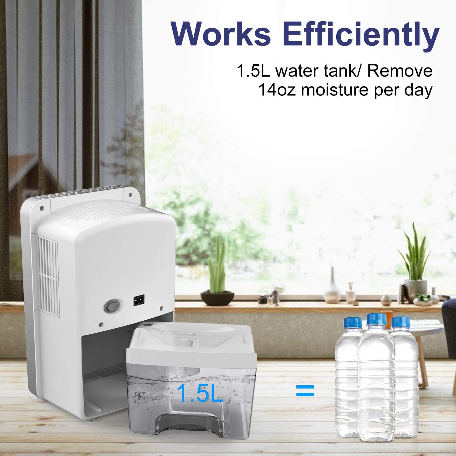 SEAVON Dehumidifiers for home, 2800 Cubic Feet (269 sq. ft) Dehumidifiers with 1500ml capacity for Basements, Bathroom, Bedroom, RV, Wardrobe, Auto Shut Off