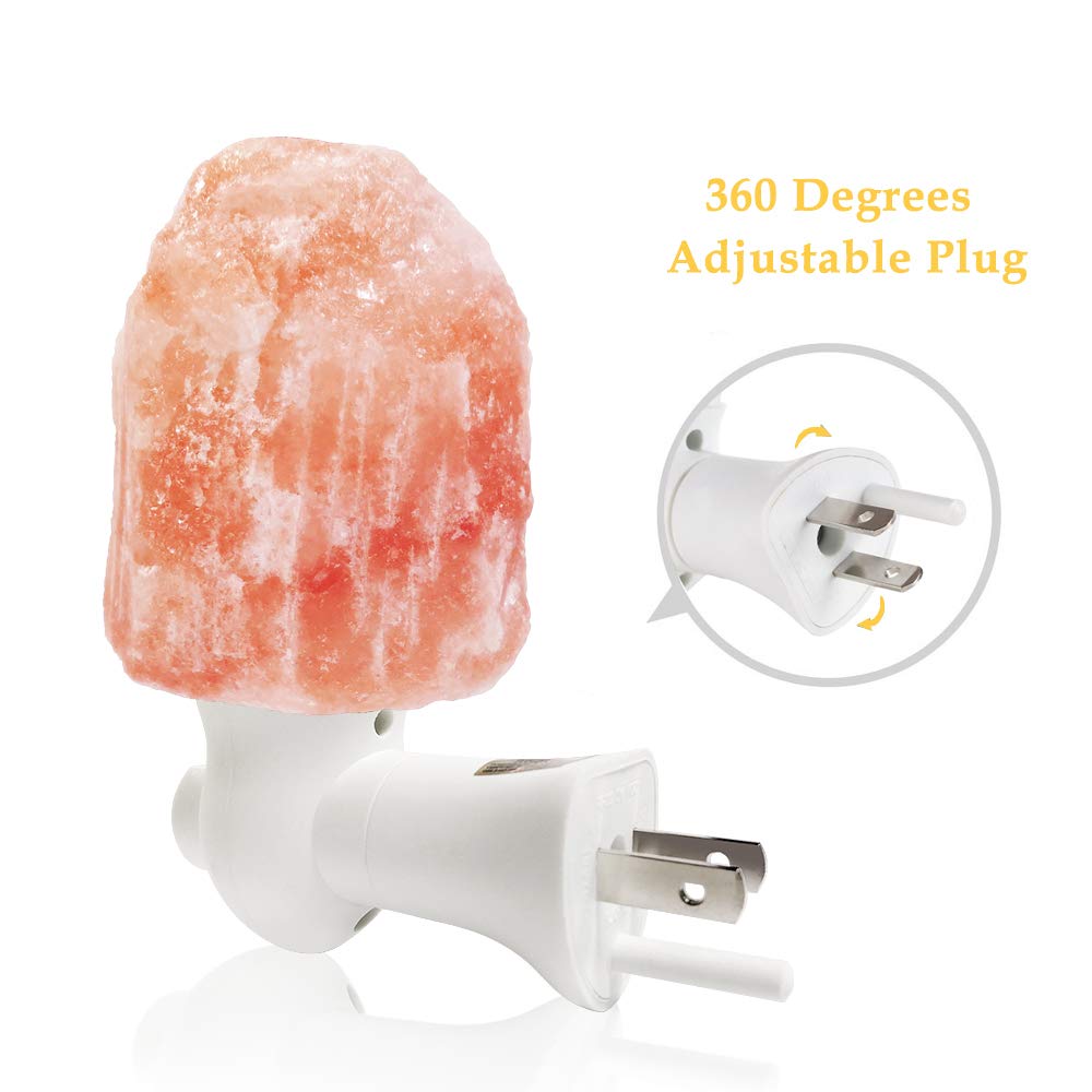WAYNEWON Natural Himalayan Salt Lamp, Plug in Hand Carved Crystal Night Light – Best Living Room, Bathroom, Hallway Light [2 Color Bulbs]