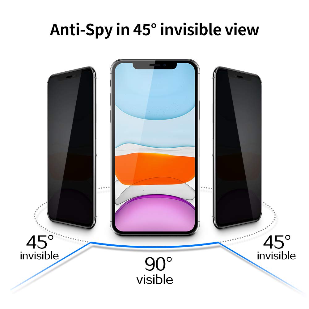 Tensea [2Pack] Privacy Screen Protector for iPhone 11 and iPhone XR 6.1 inch, Anti-Spy Tempered Glass Film, 3D Full Coverage iPhone XR/iPhone 11 Screen Protector 6.1 inch, 2 Pack