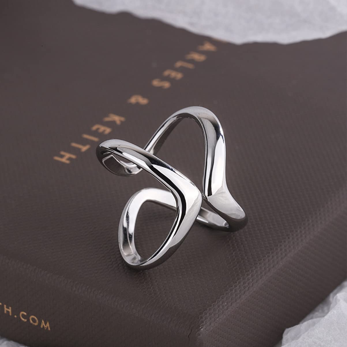 Womens Open Simple Multi Lines Ring,Adjustable Adjust S925 Sterling Silver Fashion Thumb Index Finger Ring Jewelry for Women Girls, silver, Agate