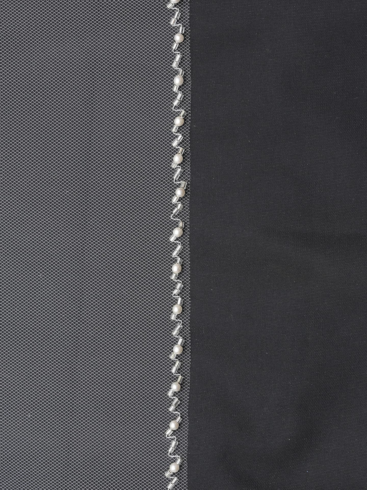 SAMKY 1T 1 Tier Pearls Bugle Beaded Wedding Veil V397 - Light Ivory Fingertip Length 36"