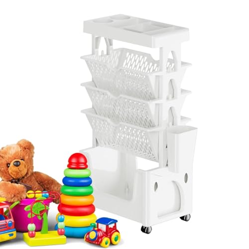 Storage Rolling Cart, 5 Tiers Moving Cart, Foldable Utility Cart, Multifunctional Rolling Drawer Cart, Removable Rolling Storage Trolley with Wheels, Mobile Storage Organizer, Storage Cart for Books