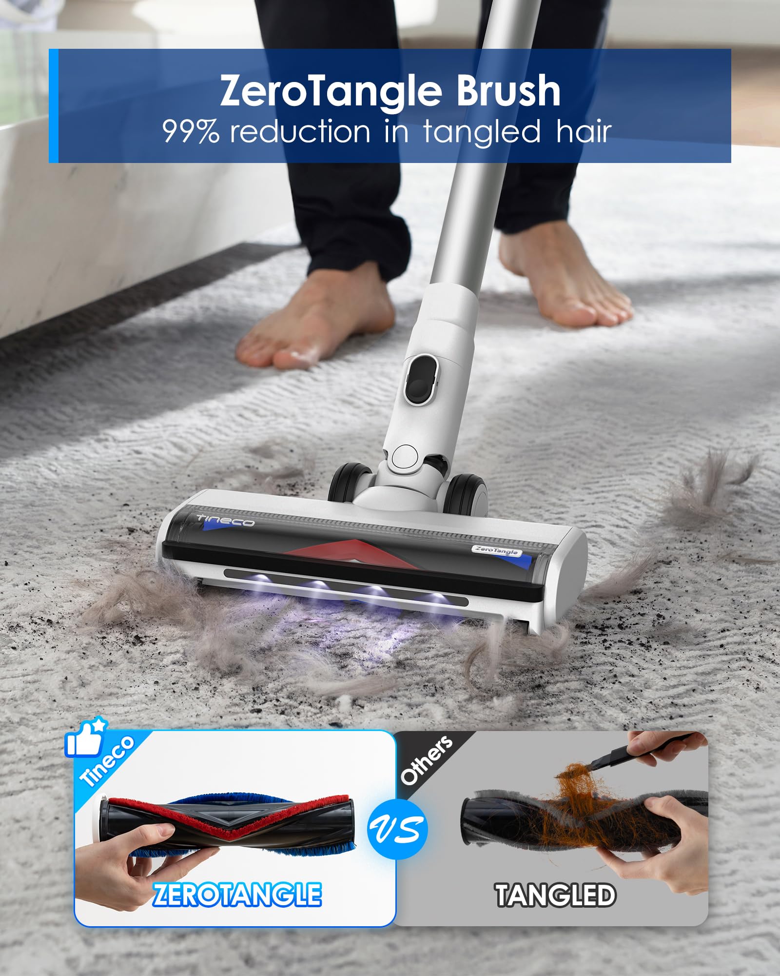 Tineco Pure ONE S12 PRO EX Smart Cordless Stick Vacuum Cleaner, Optimized Ultra Powerful Suction & Long Runtimes, Excellent for Multi-Surface & Pet Hair Cleaning with LED Hard Floor