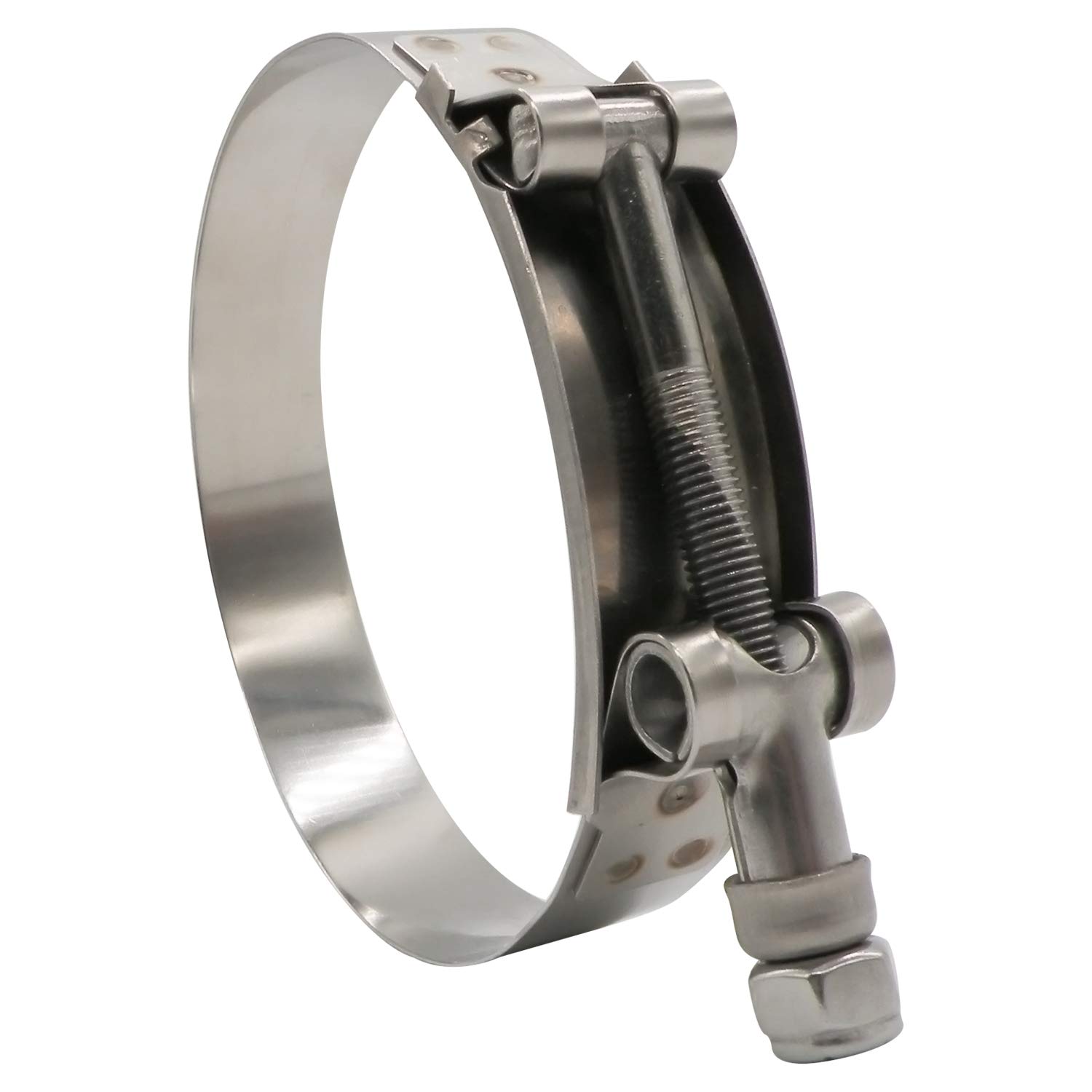 Roadformer 4" T-Bolt Hose Clamp - Working Range 108mm - 116mm for 4" Hose ID, Stainless Steel Bolt, Stainless Steel Band Floating Bridge and Nylon Insert Locknut (108mm - 116mm, 2 pack)
