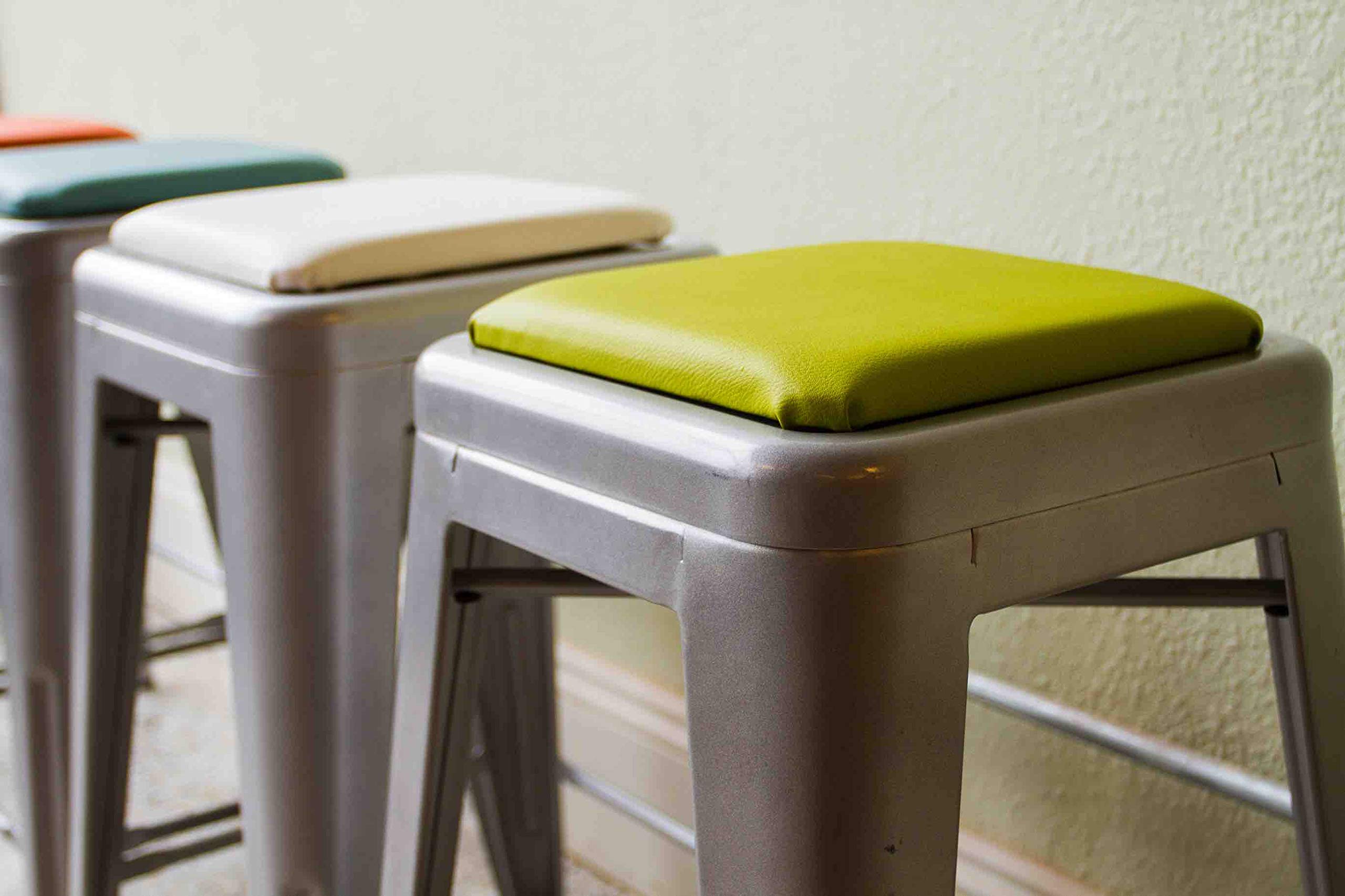 Square Stool Cushion for Industrial/Modern/Farmhouse and Other Metal Stools - Made in USA (Black 4 Pack)