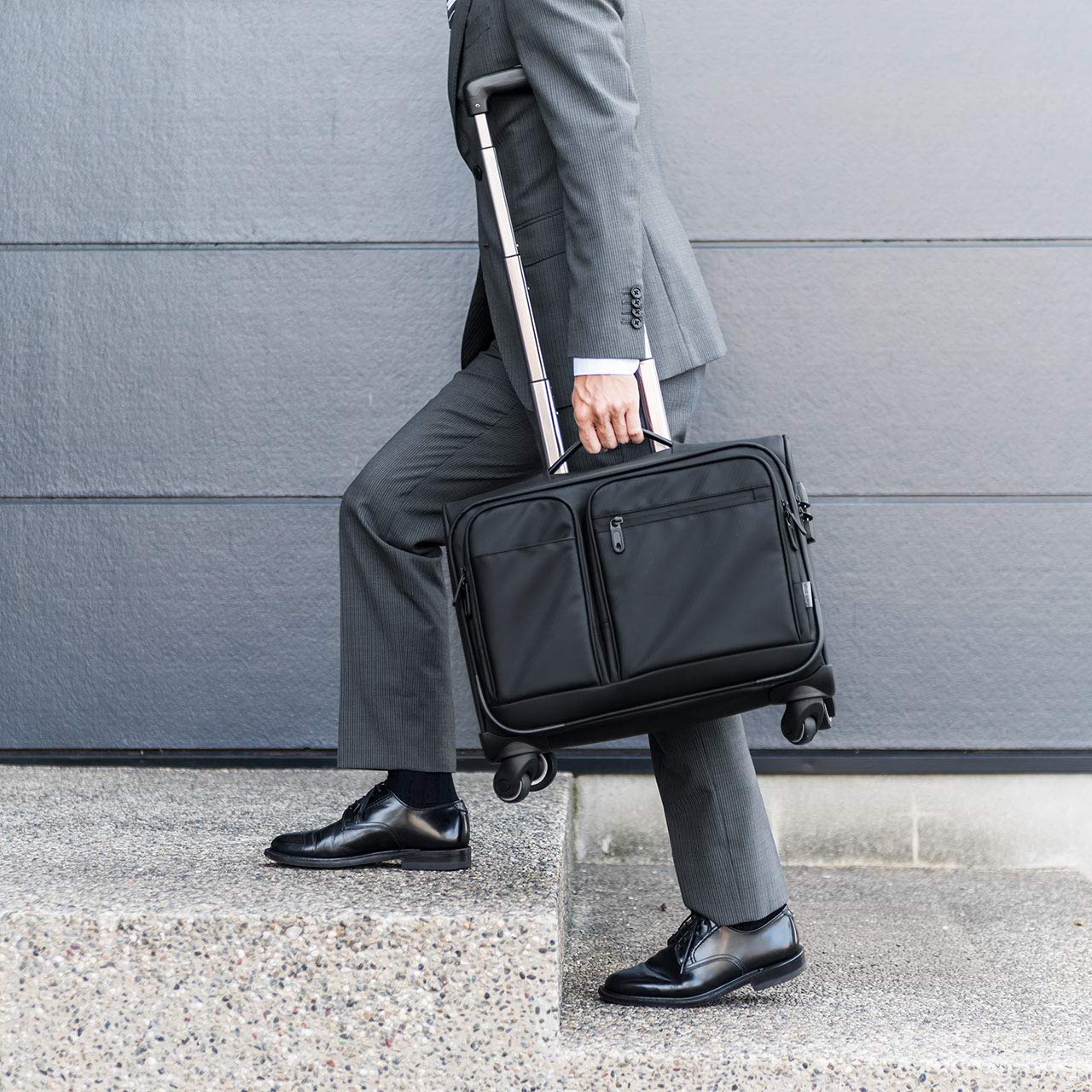 SANWA Rolling Laptop Bag with Lock, 22L Cabin Size, Water Resistant, Overnight Computer Briefcase on Wheels, Business & Travel &Carry On Luggage Bag with Telescoping Handle, 14-inch PC, for Men Women