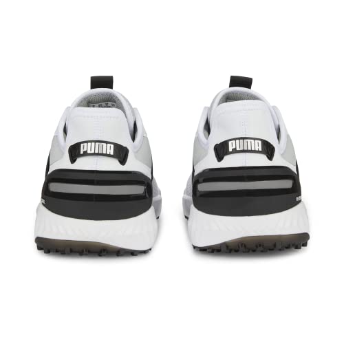 Puma Golf Men's Ignite Elevate Golf Shoe, Puma White-Puma Black-Metallic Silver, 10.5