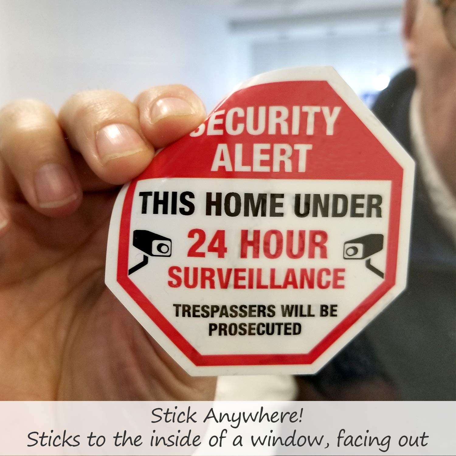 SmartSign "Security Alert - This Property Under 24 Hour Surveillance, Trespassers Will Be Prosecuted" Label Set | Double-Sided Polyester Window Decal [New]