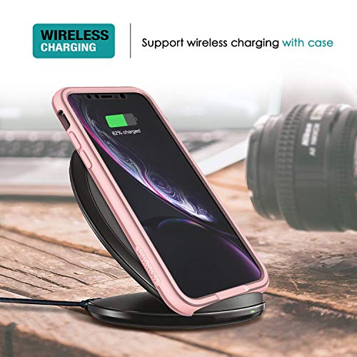 SURITCH Case for iPhone Xs Case/iPhone X, [Built-in Screen Protector] Matte Full-Body Protection Hard PC Bumper + TPU Rubber Shockproof Cover Compatible with iPhone Xs/iPhone 10 (Rose Gold)