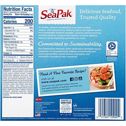 SeaPak Jumbo Butterfly Shrimp with Oven Crispy Breading, Delicious Seafood, Frozen, 9 oz