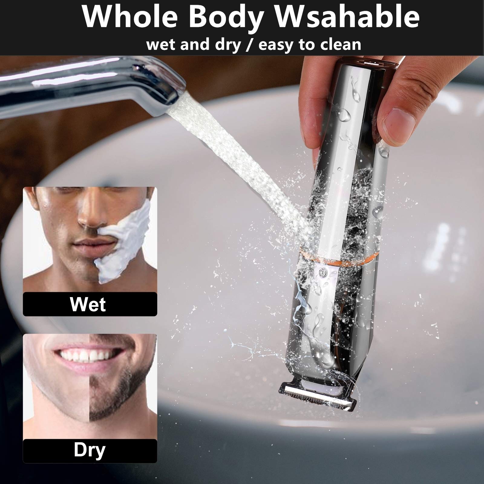 TUSHANGGE Beard Trimmer for Men Hair Clippers Electric Razor Body Hair Trimmer 6 in 1 Beard Grooming Kit Waterproof USB Rechargeable