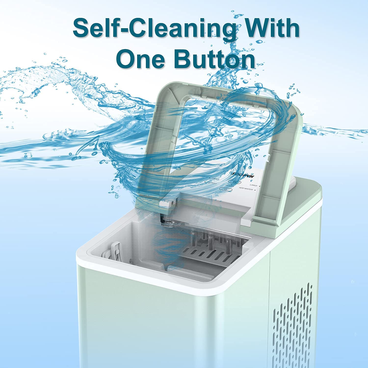 SOOPYK Ice Makers Countertop | Portable Ice Maker Cube | 27 lbs in 24 hrs | 9 Ice Cubes Per 5-7 Mins | Ice Maker Machine | Self- Cleaning Function | Ice Scoop and Basket,Stainless Steel