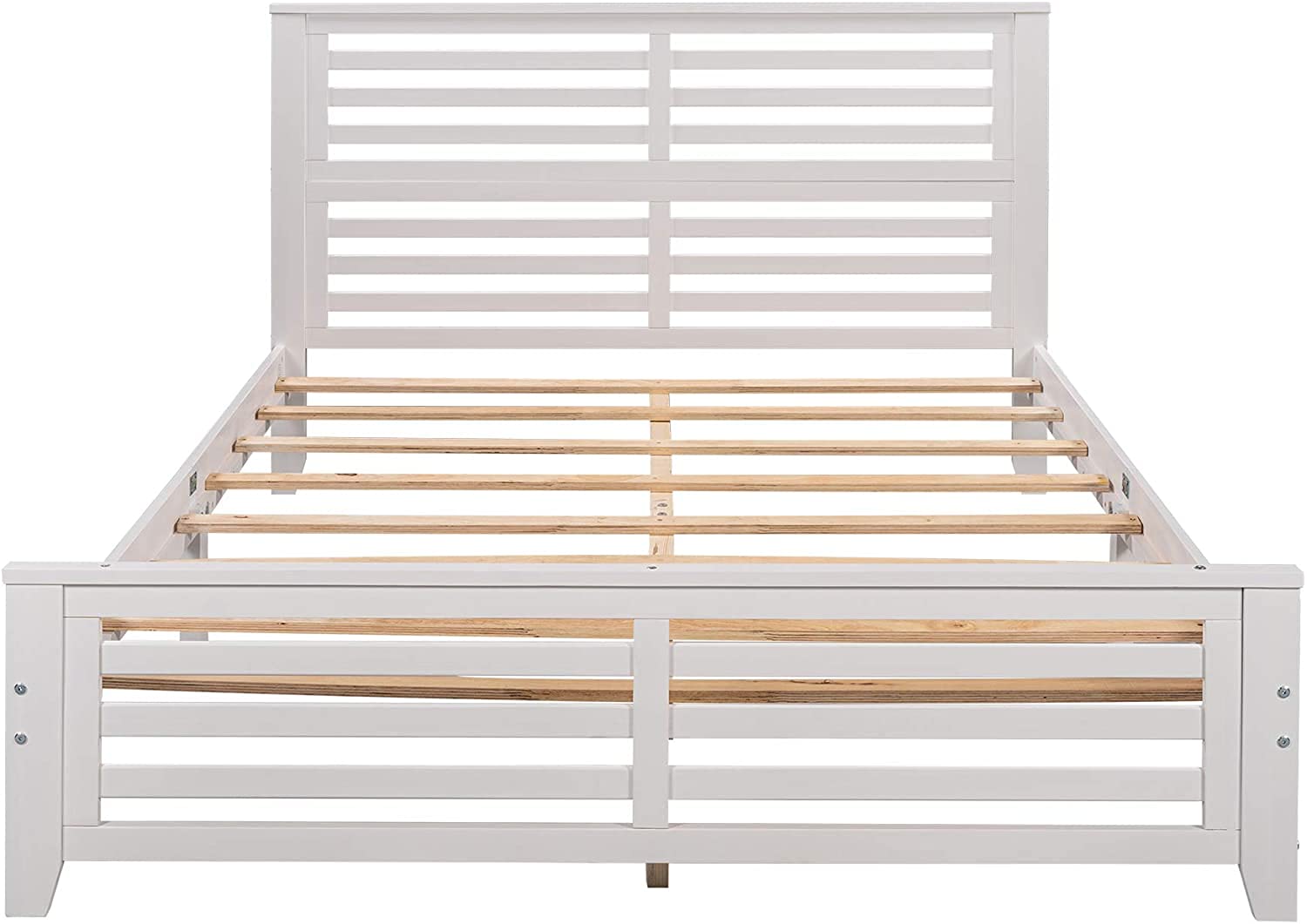 STP-Y Queen Bed Frame with Headboard Wood Platform Queen Bed,No Box Spring Needed (White, Queen) (Color : White, Size : Queen)