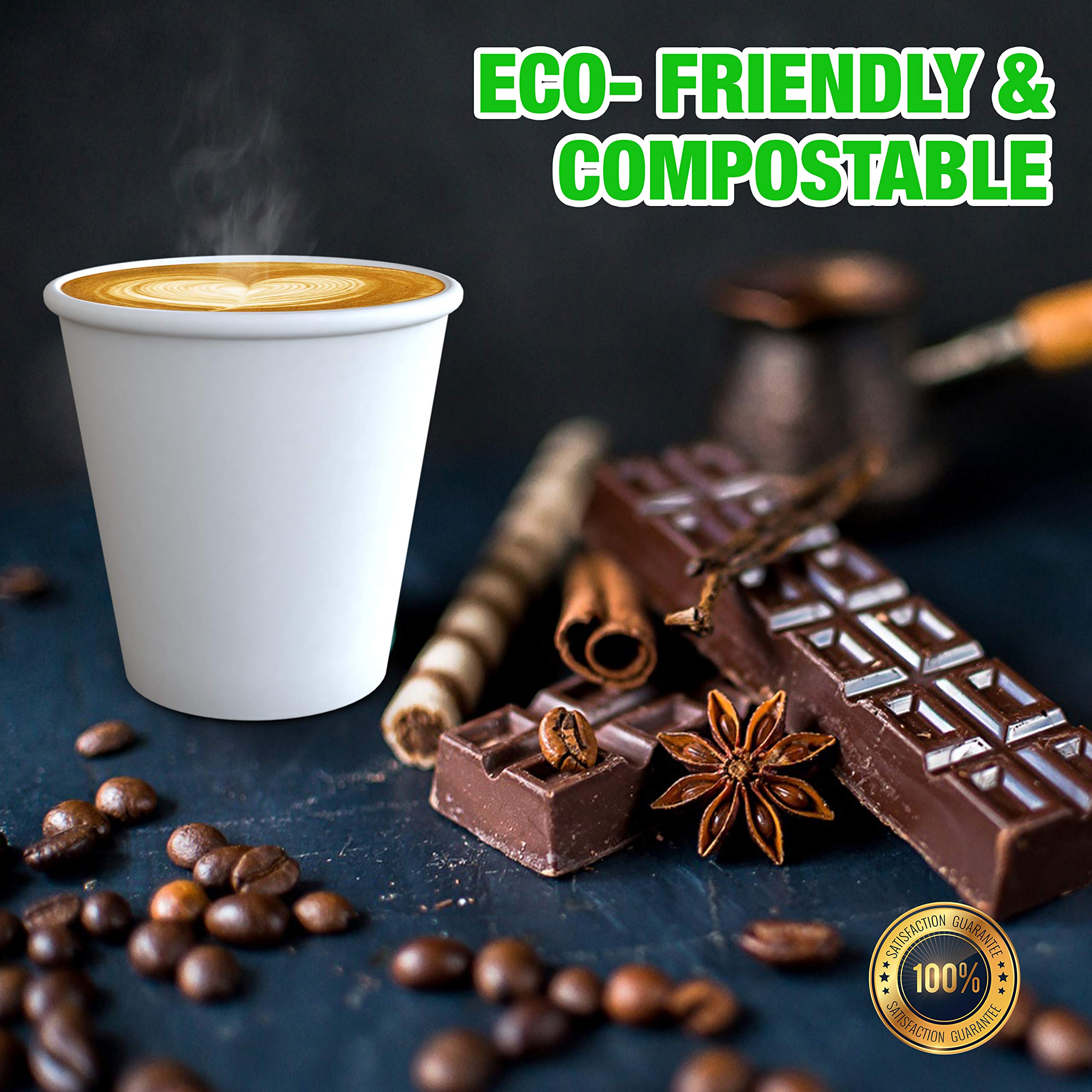 The FORKED, 200 Pack 6oz White Disposable Paper Cups For Hot/cold Beverage - Disposable and Recyclable White Paper Cups for Office, Party and Kitchen Use