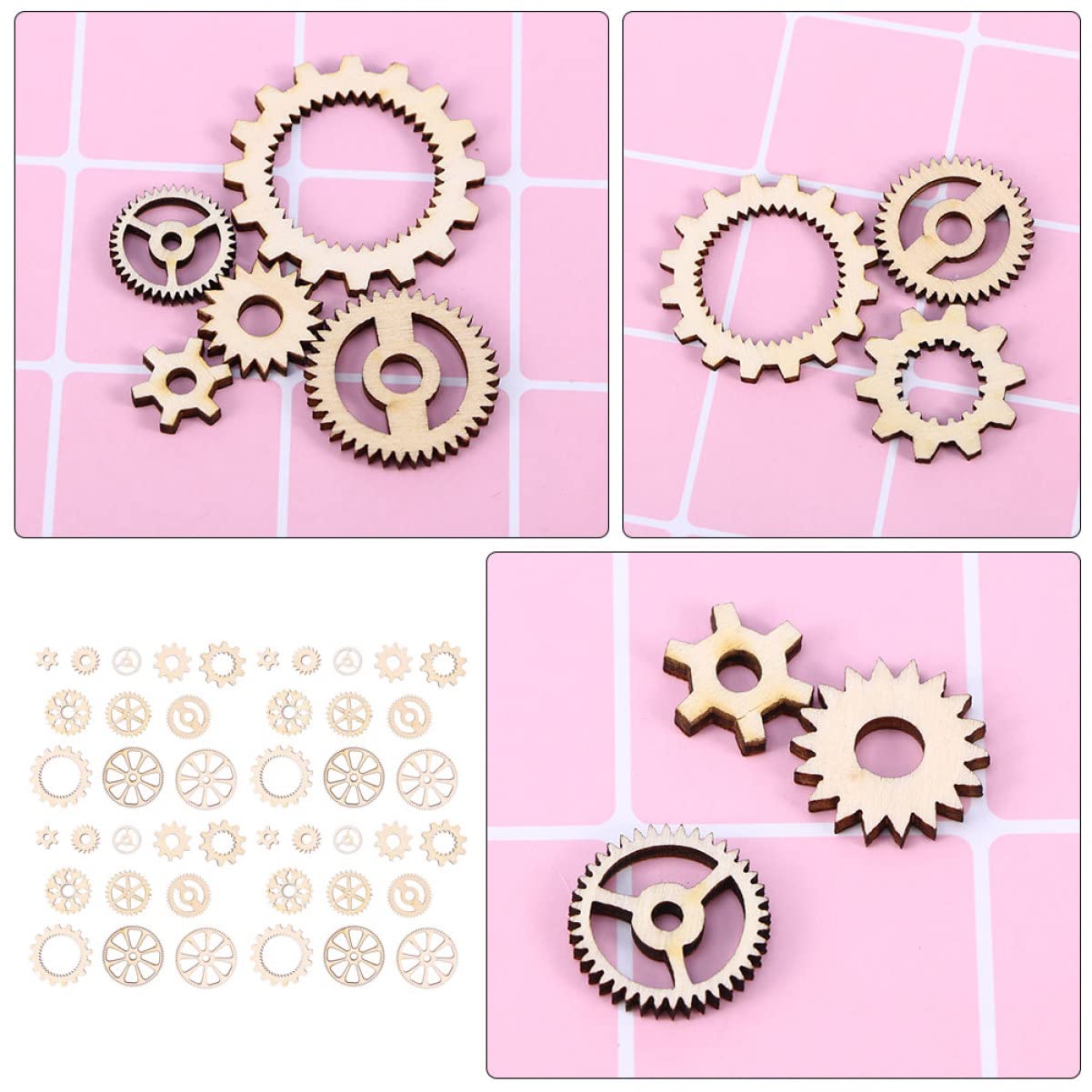 Toyvian 200 Pcs Wooden Gear Wood Chips Cartoon Wooden Plate Child